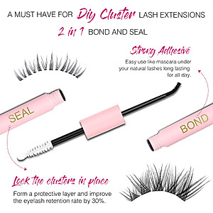 EMEDA Lash Bond and Seal Lash Glue for DIY Eyelash Extensions Strong Lash Cluster Glue for Individual Eyelashes Latex Free by EMEDA (2-in-1 Black Bond and Seal)