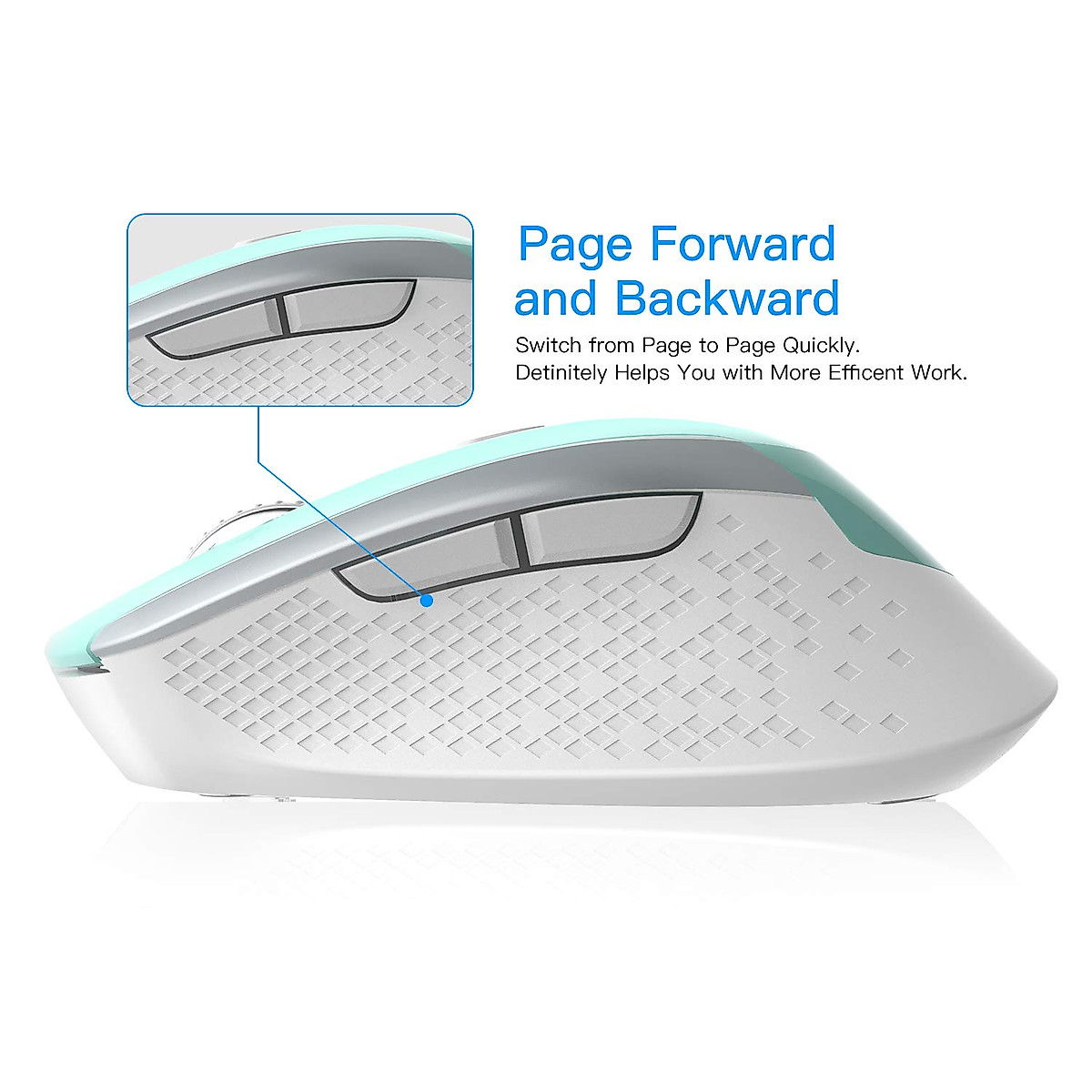 cimetech Wireless Computer Mouse, 2.4G Ergonomic Optical Mouse, 6 Buttons, Silent Mouse with USB Receiver and 3 Adjustable DPI Computer Mouse for Laptop, Desktop, Mac, PC - Blue
