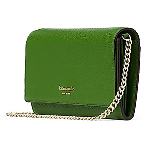 Kate Spade Roulette Pebble Leather Wallet On A Chain Crossbody, Bitter Greens