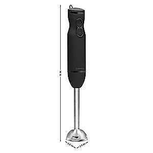 Chefman Immersion Stick Hand Blender Powerful Electric Ice Crushing 2-Speed Control Handheld Food Mixer, Purees, Smoothies, Shakes, Sauces and Soups, Black