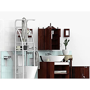 YISONHO 3-Tier Over The Toilet Storage Shelf Bathroom Laundry Room Organizer Rack Accessories Hanging Rod Bathroom Towel Rack (White)