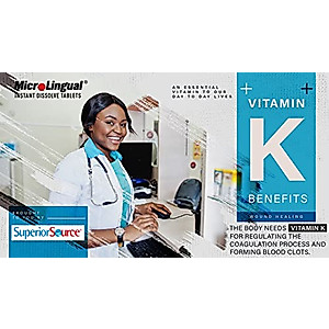 Superior Source Vitamin K2 MK-7 (Menaquinone-7), 100 mcg, Quick Dissolve Sublingual Tablets, 60 Count, Healthy Bones and Arteries, Immune & Cardiovascular Support, Assists Protein Synthesis, Non-GMO
