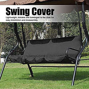 AMONIDA Swing Cushion Cover, 190T Polyester Taffeta Porch Swing Cushions, Three Seaters Patio Swing Replacement Cushions for 3-Seats Swing Seats(150x50x10cm)(Black)