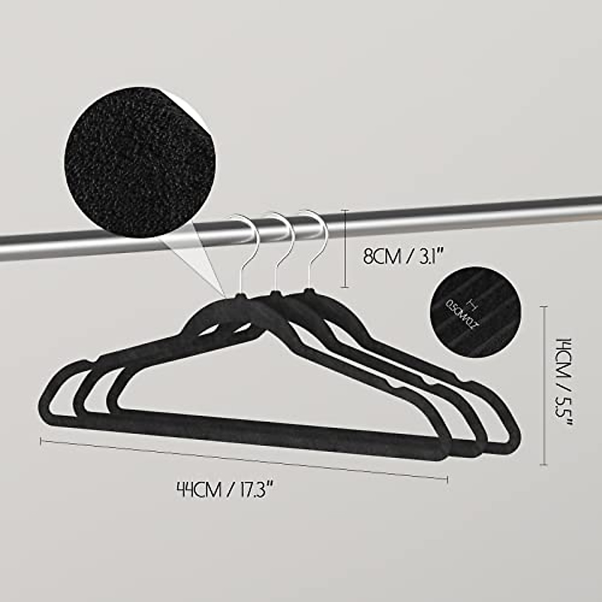 HANGERFUL Velvet Hangers 60 Pack - Premium Black Clothes Hangers - 360 Degree Swivel - Durable & Non-Slip Suit Hangers, Ultra Slim & Space Saving Coat Hangers, Strong Felt Hangers