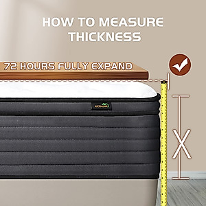 AICEHOME Queen Size Mattress, 14 Inch Individual Pocket Springs with Gel Memory Foam, Medium Firm Mattress in a Box, Memory Foam Hybrid Queen Mattresses,Pressure Relief