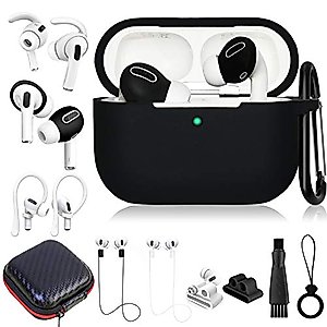 for Airpods Pro Case Accessories Set,12 in 1 Silicone for Airpod Pro Accessory Kit,Protective Cover for Airpods Pro Charging Case w/Keychain/Ear Cover/Ear Hook/Watch Band Holder/Strap/Ring/Box