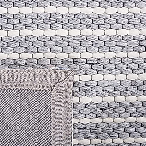 SAFAVIEH Marbella Collection Area Rug - 6' x 9', Grey & Ivory, Handmade Fringe Wool, Ideal for High Traffic Areas in Living Room, Bedroom (MRB207F)