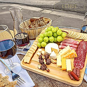 LENUE Premium Bamboo Cheese Board - Large Charcuterie Platter with Stainless Steel Knife Set - Wood Serving Tray and Accessories - Perfect for Birthday, Bridal Shower, Housewarming & Wedding Gifts