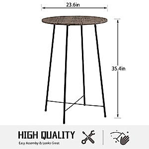 VECELO 23.6" Bar, Modern Bistro Pub Dining Room Furniture, Counter Height Wood Top for Breakfast Dinner Nap Conference, Easy Assembly, Round Table, Black