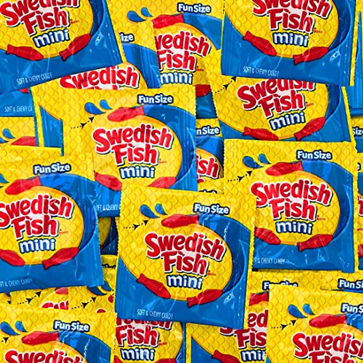 SWEDISH FISH Mini Soft and Chewy Candy Fun Size, Individually Wrapped Packs, 64 Count Bulk