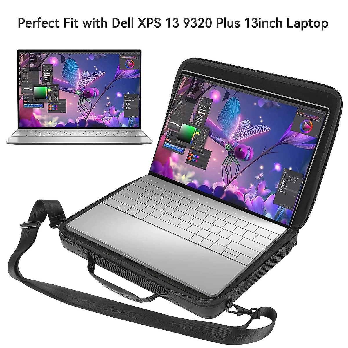 Smatree 13-14inch Hard Shoulder Bag for MacBook Pro 2024 M4/2023/2021 A2918/A2992,MacBook Air 2024/2022 A3313/A2681,iPad Pro M4 2024,ASUS Chromebook Flip,Microsoft Surface,Samsung,Carring Bag(Black)