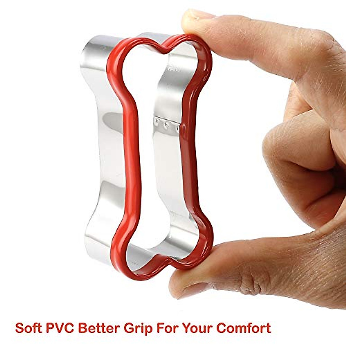 3 Pieces Dog Bone Cookie Cutters Set, Dog Treats Cookie Cutter, Dog Bone Shapes Cutters, Homemade Dog Biscuit Treats Cutters, Coated with Soft PVC for Protection, 2.4" 3.2'' 3.9''