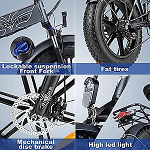ENGWE 750W Folding Electric Bike for Adults 20" 4.0 Fat Tire Mountain Beach Snow Bicycles Aluminum Electric Scooter 7 Speed Gear E-Bike with Detachable Lithium Battery 48V12.8A Up to 28MPH (Gray)