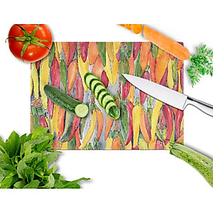 Caroline's Treasures 8893LCB Hot Peppers Glass Cutting Board Large Decorative Tempered Glass Kitchen Cutting and Serving Board Large Size Chopping Board