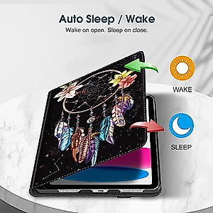 Case for iPad 10.2 9th / 8th / 7th Generation (2021/2020/2019 Model) 10.2 Inch, iPad Air 3 Case/10.5 Inch Pro, Multi-Angle Smart Stand Cover Auto Sleep/Wake，Colorful Dream Catcher