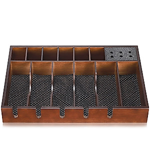 Noverlife Wooden Barber Clipper Tray, Anti-slip Hairdresser Clipper Organizer, Wood Barber Table Collector, Professional Hair Trimmer Holder, Cosmetic Container Razor Tool Case Box with 5 Slots