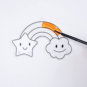 Winlyn 24 Sets Rainbow Suncatchers Ornaments Decorations DIY Window Paint Art Suncatchers Craft Kits Hanging Rainbow Sun Catchers for Kids Spring Summer Home Classroom Party Activity Art Project