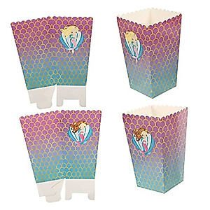 24pcs Popcorn Boxes Popcorn Box Boom Chicka Popcorn Candy Popcorn Snack Container Classic Popcorn Cups Paper Food Trays Party Favor Box Mermaid Series Popcorn Box Snack Box