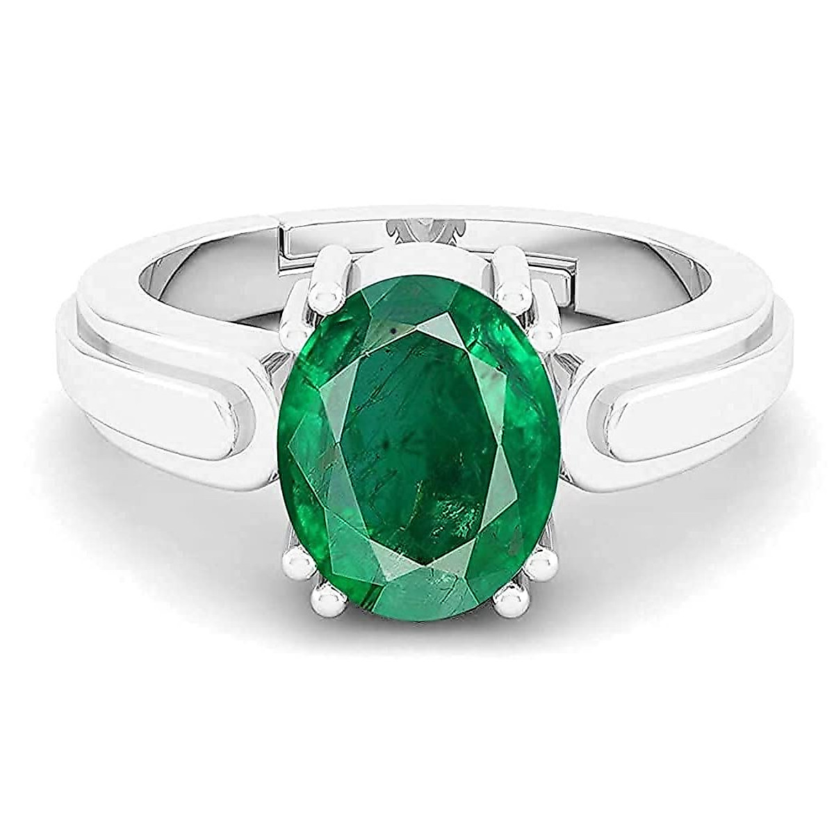 LMDPRAJAPATIS Natural Certified Genuine Unheated Untreated Original Green Emerald 4.25 Carat Panchdattu Ring Silver Plated Ring for Men & Women's