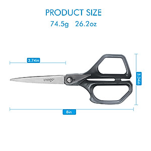 LIVINGO Scissors All Purpose for Office - 3 Pack 8 Inch Sharp Stainless Steel Heavy Duty Fabric Paper Cutting Shears for Crafts, Sewing School Home Use