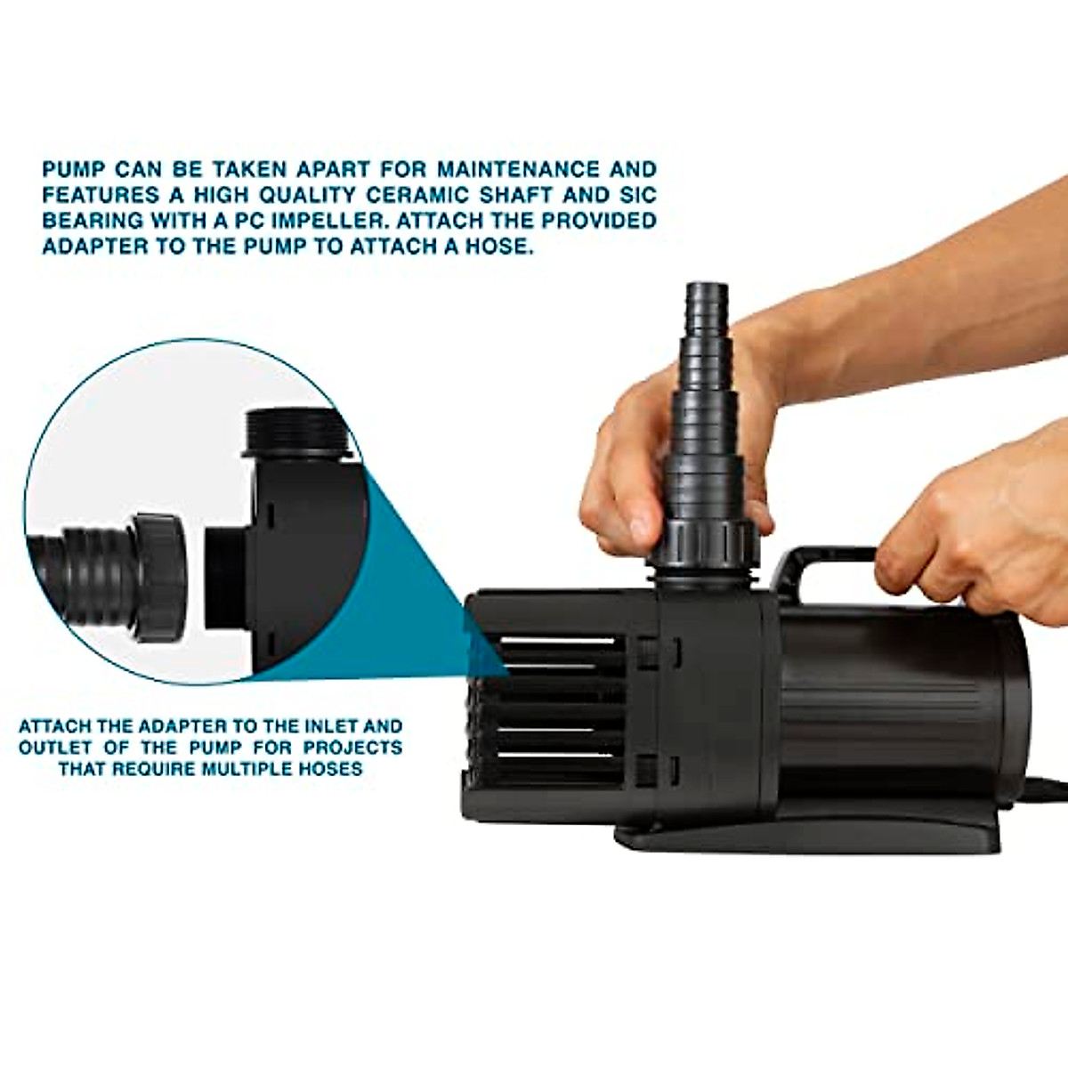 Homewell 3000 Gallons per Hour Electric Water Pump with 2 Nozzles Ultra Quiet Submersible Pump for Fountains, Waterfalls, Water Circulation, Koi Ponds Pump, Water Gardens (3000 GPH)