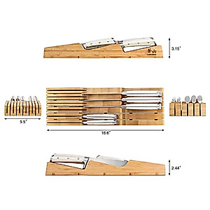 Cangshan S1 Series 1023022 German Steel Forged 5-Piece Knife Set with Bamboo in Drawer Knife Block