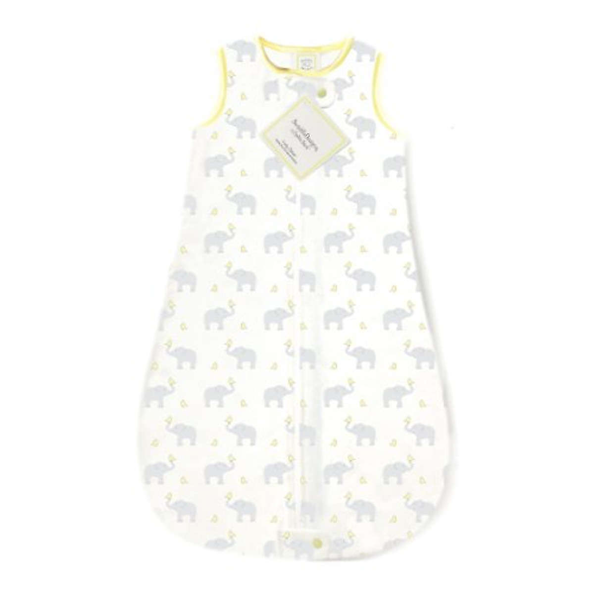 SwaddleDesigns Cotton Flannel Sleeping Sack, Sleeveless Wearable Blanket with 2-Way Zipper, Made in USA, Elephant and Yellow Chickies, 12-18 Months