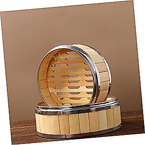 Zerodeko 1pc Bamboo Steamer Asian Cookware Rice Cooker Steamer Asian Vegetables Sticky Rice Basket Vegetable Steamer Basket Wooden Food Steamer Kitchen Cooking Bamboo Steamer Cooking Tool