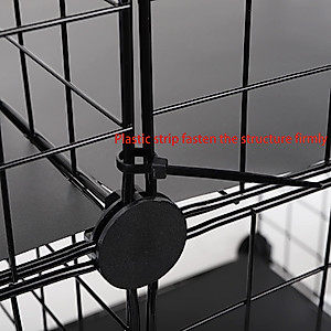 Cedilis Cube Storage Organizer, 6-Cube Wire Storage Shelves, Metal Grids Book Shelf Bookcase, Cube Closet Organizer, Modular Shelving Units for Living Room, Bedroom, Home, Office, Black