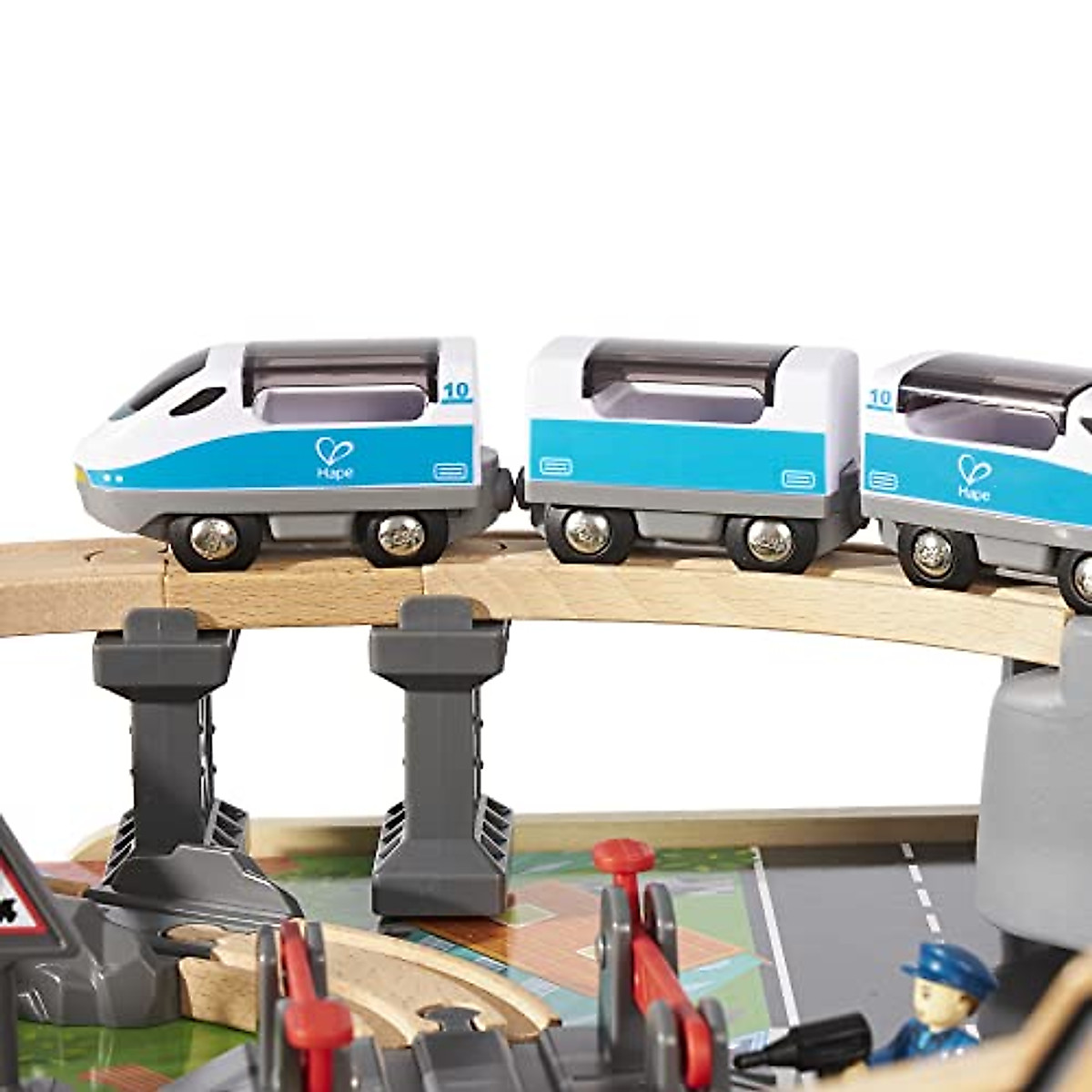 Hape E3766 70 Piece Railway Train Table and Set Toy with Battery Powered Locomotive, Removable Playmat Surface and Storage for Kids 3 Years and Up