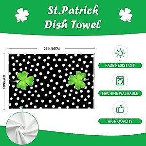 ARKENY St Patricks Day White Polka Dot Kitchen Towels Dish Towels St. Patrick's Day Decorations for Home Décor Ultra Absorbent Bar Drying Cloth 18x26 Inch Hand Towel for Cooking Set of 2