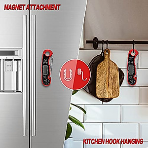 ANDAXIN Instant Read Meat Thermometer for Grill and Cooking, Waterproof Ultra-Fast Thermometer with Backlight & Calibration, Digital Food Thermometer for Cooking, Deep Fry, BBQ, Grill(Red/Black)