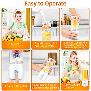 Portable Mini Blender,Personal Blender for Shakes and Smoothies,Fresh Juice Portable Blender With USB Rechargeble,Cordless 15 OZ Mini Fruit Juice Mixer For Travel,Camping,Gym,Office