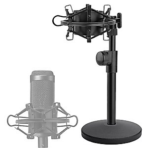 AT2020 Desktop Microphone Stand, Adjustable Table Mic Stand with Mic Shock Mount for Audio Technica AT2020 AT2020USB+ AT2035 ATR2500 Condenser Studio Microphone by Frgyee