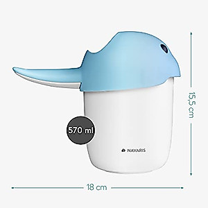 Navaris Baby Hair Rinser - Cute Animal Cup for Bath with 3 Different Pour Spouts - Rinse Shampoo and Keep Water Out of Baby's Face and Eyes - Blue