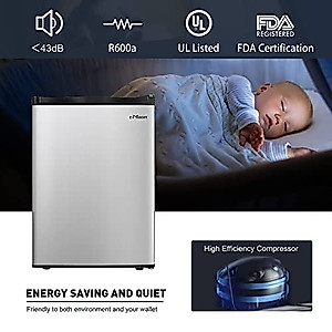 E-Macht 2.6 Cu.Ft. Mini Fridge with Freezer, Single Door Compact Refrigerator,Removable Glass Shelves, Reversible Door, Small Refrigerator for Apartment, Office, Dorm