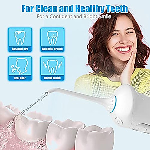 Water Dental Flosser Cordless Oral Irrigator, Portable and Rechargeable Water Teeth Pick with 3 Modes 6 Jet Tips, 300ML IPX7 Waterproof Dental Flosser for Oral Care