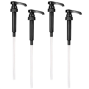 Black Pump Coffee Syrup Pumps - 4 Pcs Coffee Creamer Pump Dispenser Milk Pump for Gallon Black Cherry Juice Bottle Pumps Soda Can Pump - Ketchup Can Pump Half Gallon Pump Squirt Bottle Pump Reluen