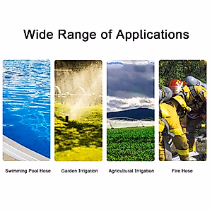 Eoiips 1 Inch x 26.2 Feet Length Swimming Pool Backwash Hose, PVC Lay-Flat Garden Hose Water Discharge Hose with Adjustable Hose Clamp for Patio Garden Lawn Irrigation & Swimming Pool