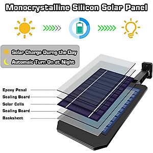 Arily Solar Street Lights Outdoor 144 LED Street Light Solar Powered Street Light Dusk to Dawn Solar Outdoor Lights Remote Control Solar Barn Lights for Parking Lot, Garage, Yard -4 Pack