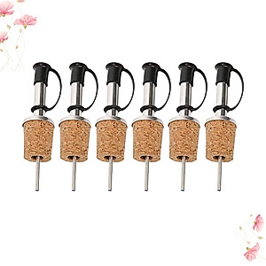 YARNOW 6pcs Stainless Steel Cork Free Flow Pourer Cap Wine Liquor Bottle Cork Stopper Dispenser Oil Stopper with Lid