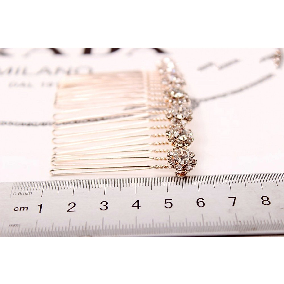 Letshopping® High-grade Alloy Diamond Tiara Comb Hair Accessories Hair Fork(2pc) Rose gold