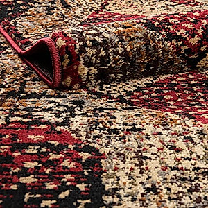 Unique Loom Saturn Collection Area Rug - Astra (Round 7' 10" x 7' 10", Burgundy/ Black)