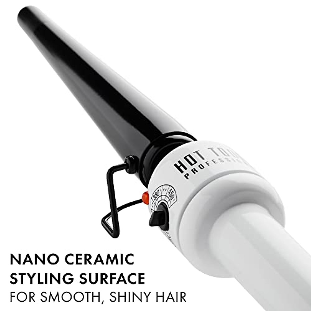 Hot Tools Professional Nano Ceramic Tapered Curling Iron for Shiny Curls, Medium 1/2 to 1 Inch, Black/White