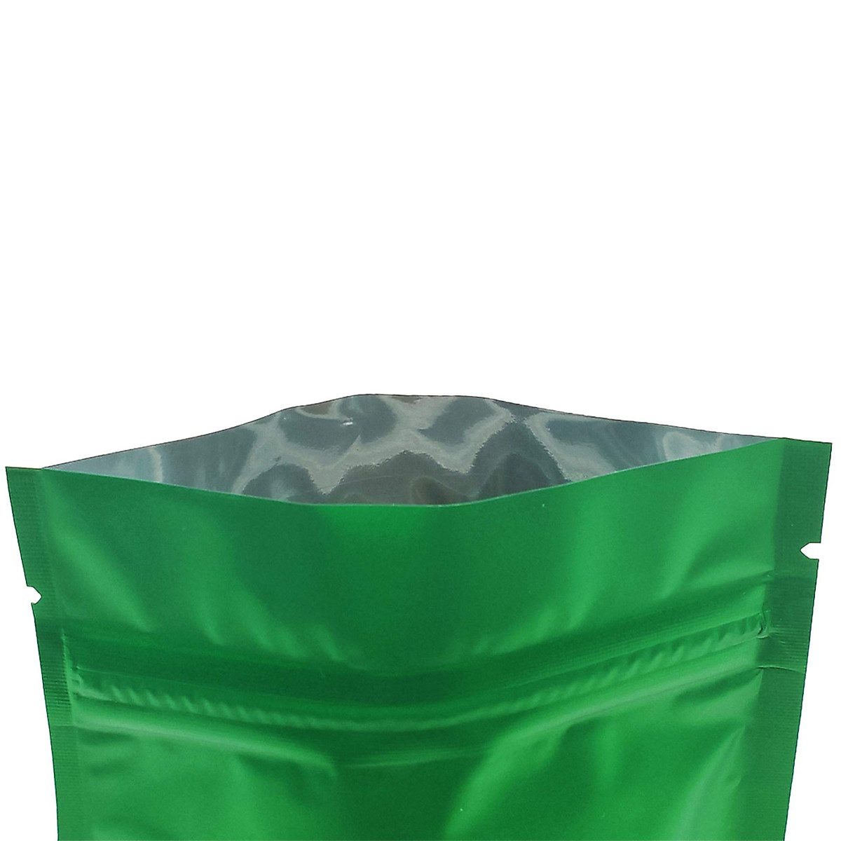 QQ Studio Pack of 100 Matte/Glossy Color Stand-Up Mylar Foil Resealable Zipper Pouches (5.5" x 7.8", Matte Green)