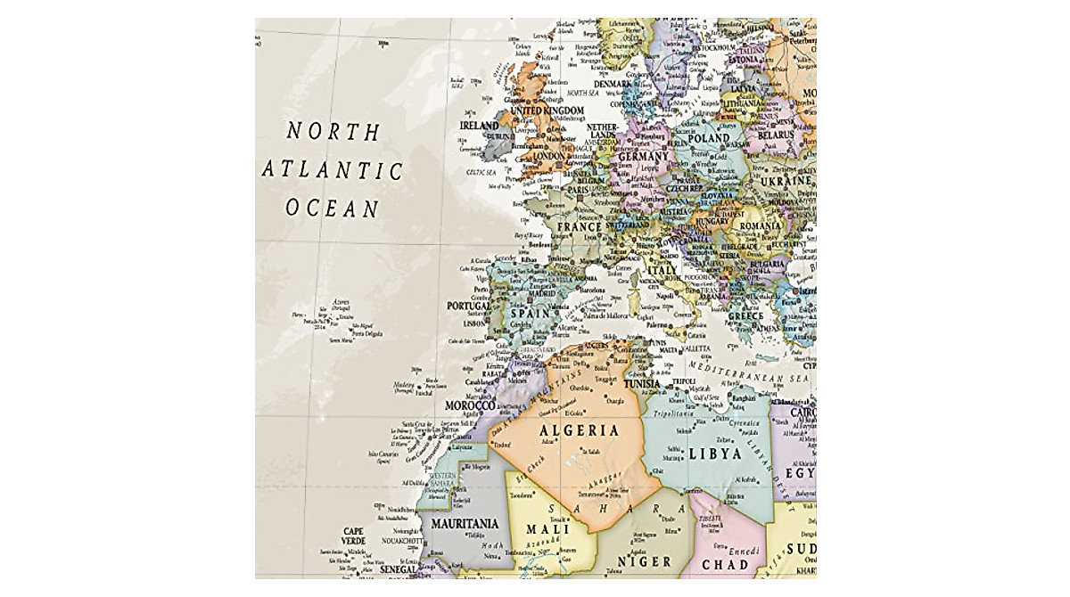 Giant World Map - Large Laminated Political Map for Classroom & Home
