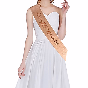 Ceqiny 25th Birthday Sash Tiara and Crowns for Girls, Birthday Queen Rose Gold Tiara, Princess Tiara Rhinestone Headbands with Combs Bridal Wedding Tiaras for Wedding Prom Bridal Party Christmas