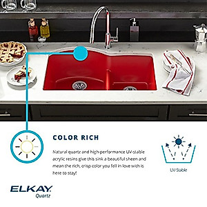 Elkay Quartz Luxe ELXH3322RPA0 Parchment Offset 60/40 Double Bowl Top Mount Sink with Aqua Divide