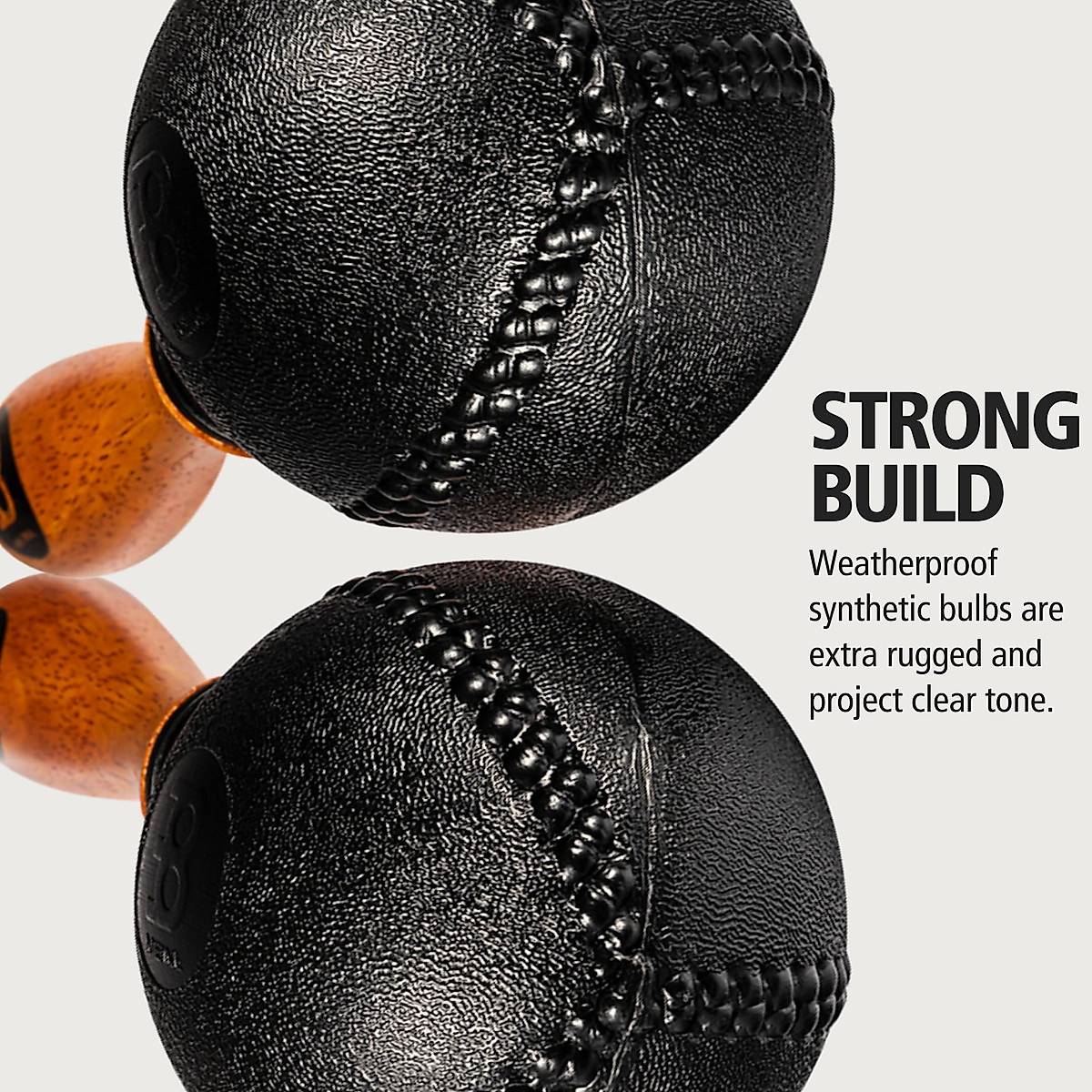 Meinl Percussion, Standard Size with ABS Plastic Wooden Concert Maracas Hand Shaker Rattles with All-weather Synthetic Shells — NOT MADE IN CHINA — Solid Wood Handles, 2-YEAR WARRANTY (PM2BK)