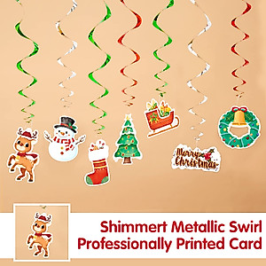 WERNNSAI Christmas Party Hanging Swirl Decorations - 27 Pieces Sparkly Streamer Party Spiral Ceiling Decorations Birthday Party Supply Xmas Themed Fiesta Ornaments